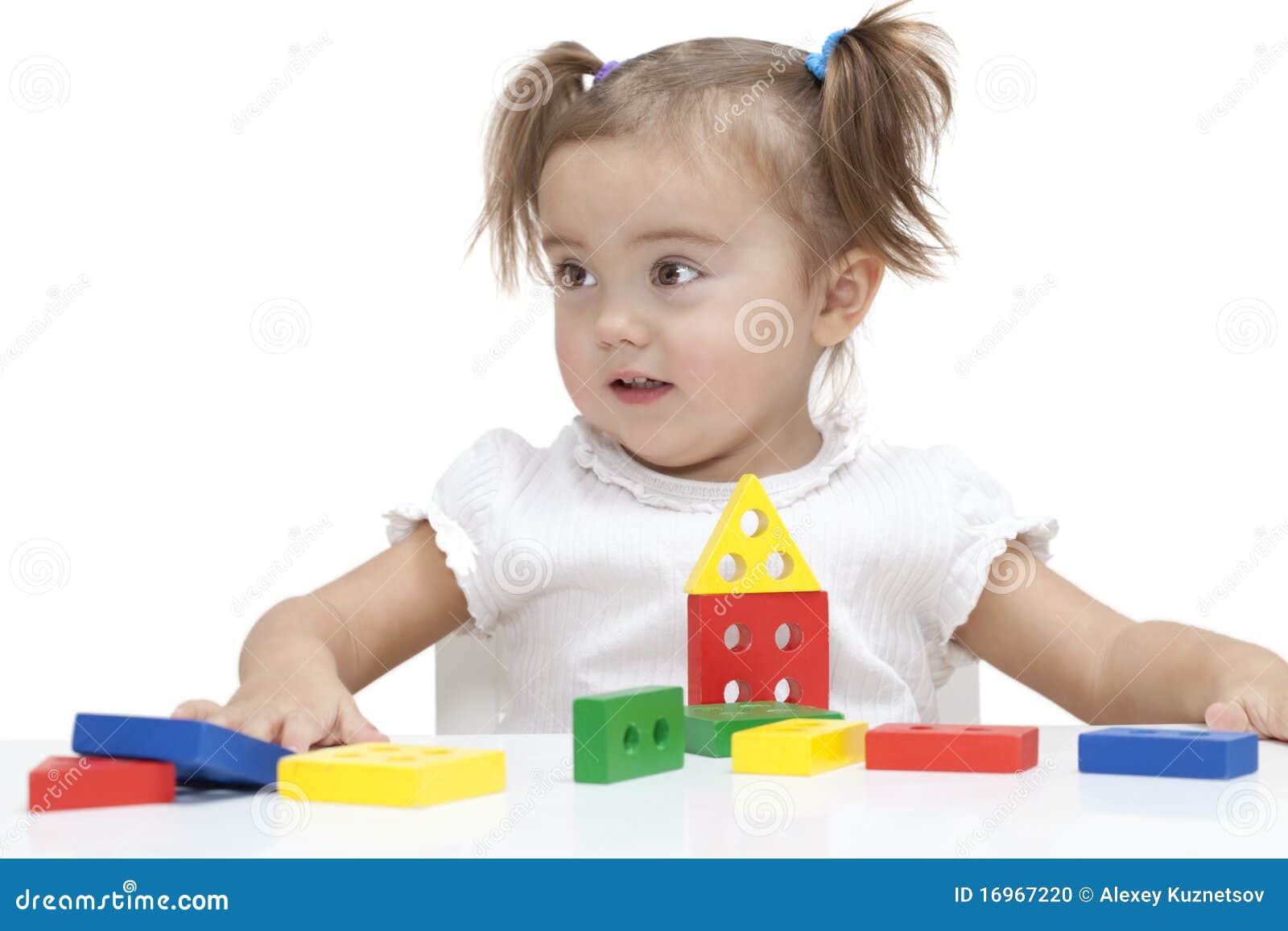 Girl Playing with Colored Blocks Stock Photo - Image of block, toddler ...