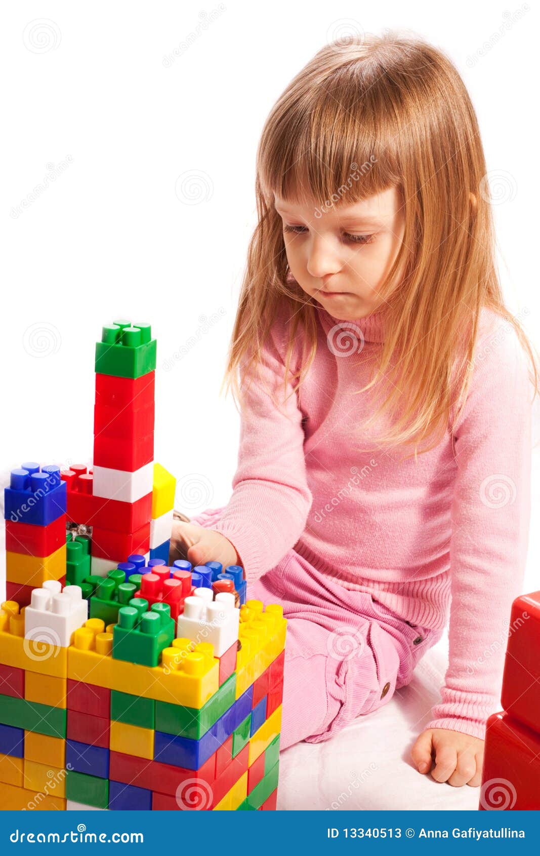 Girl Playing with Colorful Blocks Stock Image - Image of learning ...