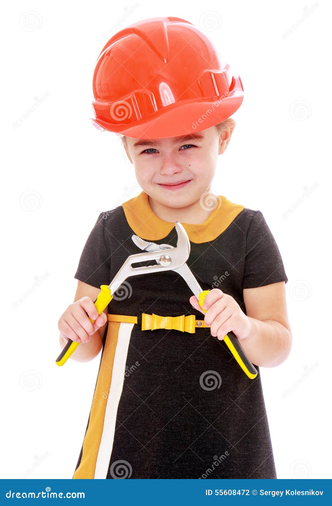 Girl Playing with Dad S Tool Stock Photo - Image of beautiful, adorable ...