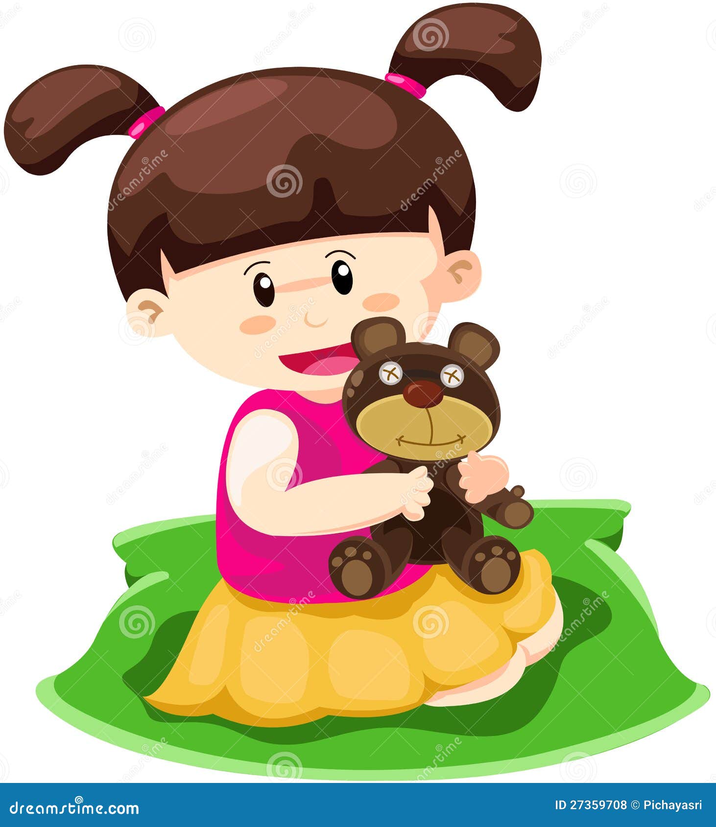 Girl playing doll on white stock vector. Illustration of isolated ...