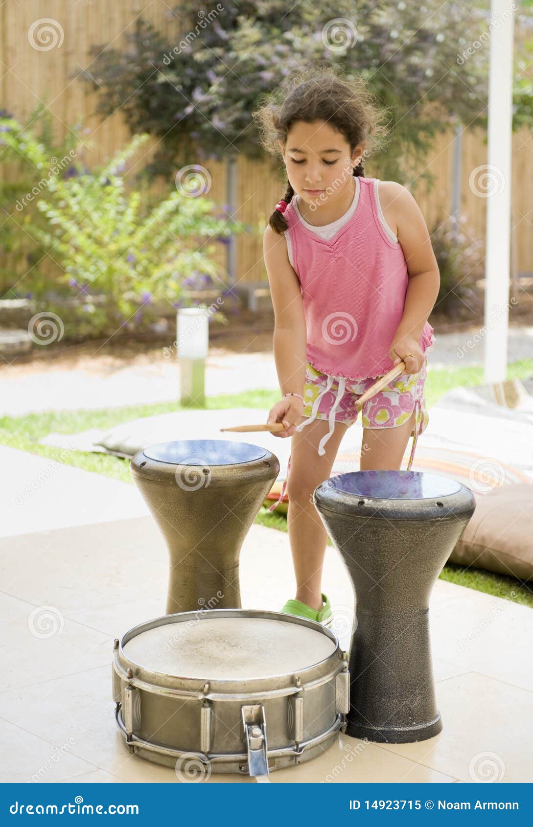 Girl playing drums stock image. Image of outdoors, enjoyment - 14923715