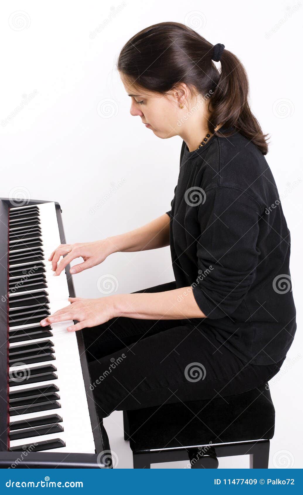 Girl Playing on Electric Piano Stock Image - Image of instrument ...