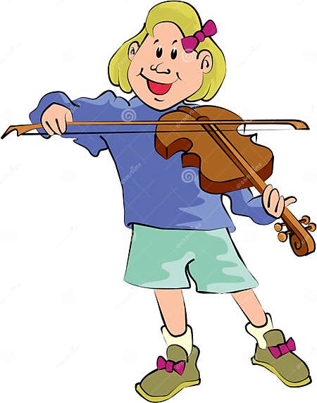 Girl playing Fiddle stock illustration. Illustration of draw - 1390467