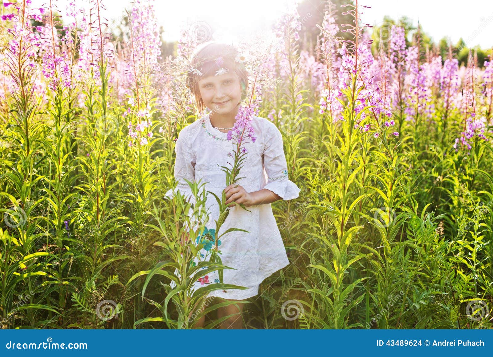 Girl Playing in a Field of Flowers Stock Photo - Image of human ...