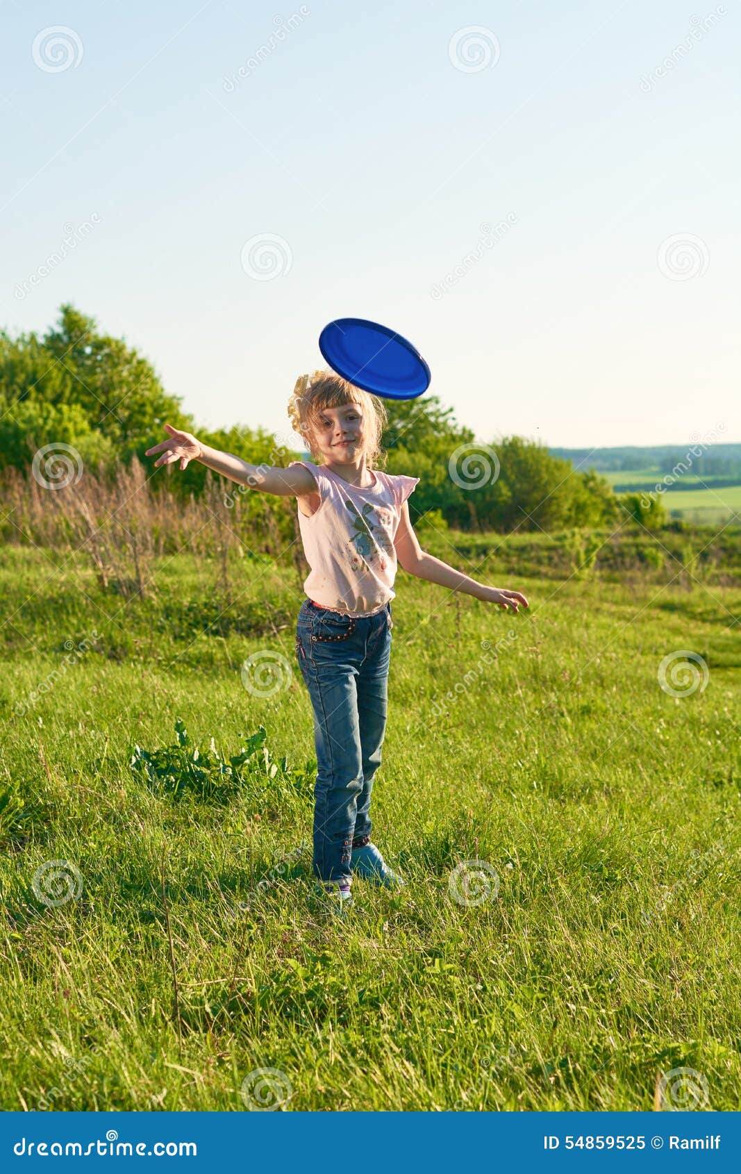 Girl Playing Frisbee in the Park Stock Image - Image of happiness ...