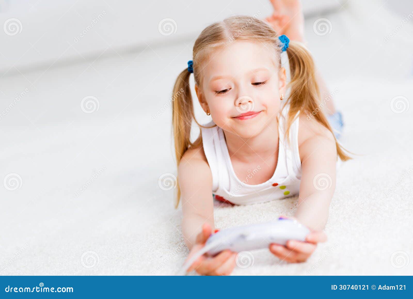 Girl Playing on a Game Console Stock Image - Image of childhood ...