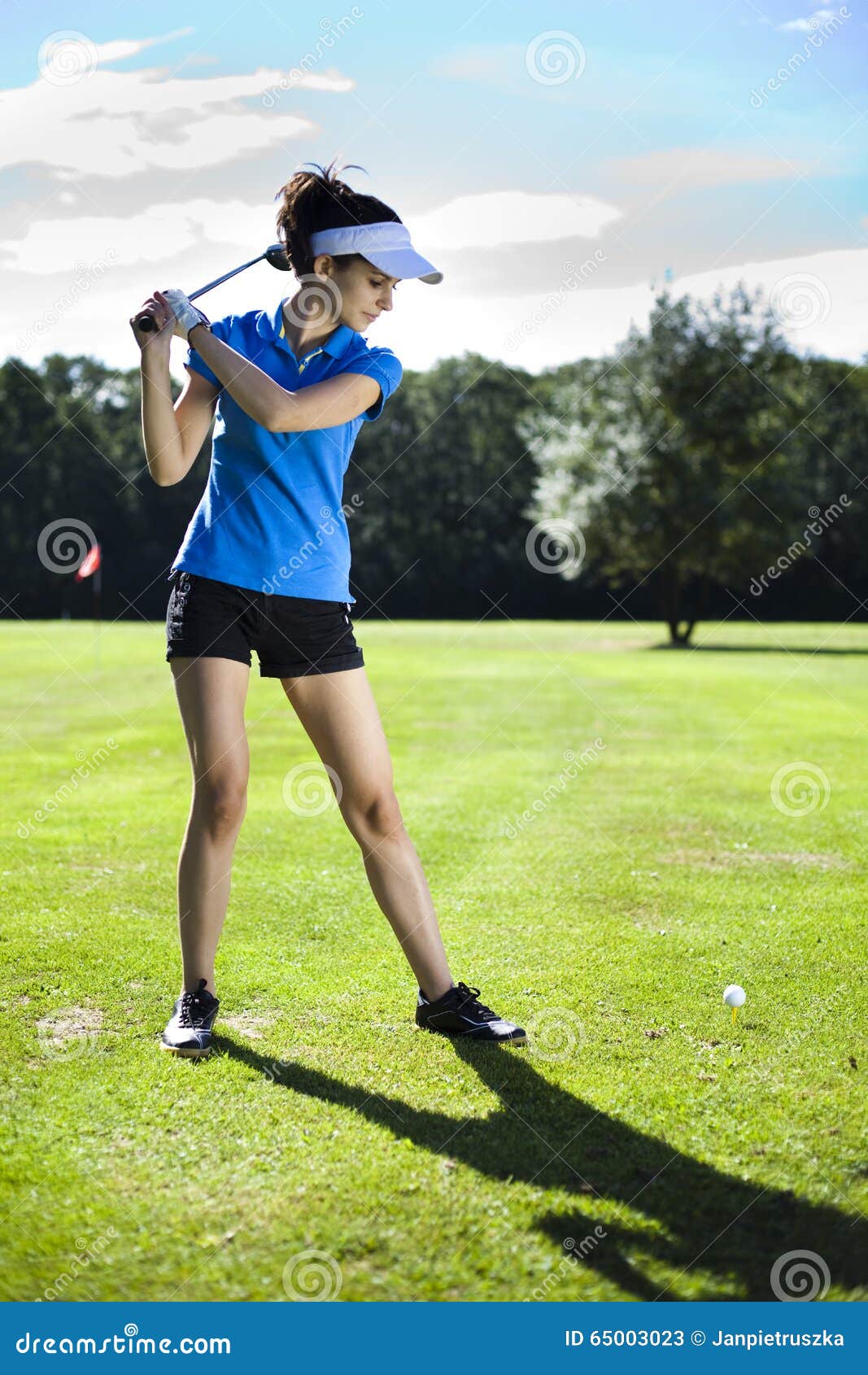 Girl Playing Golf on Grass in Summer Stock Image - Image of lawn, adult ...