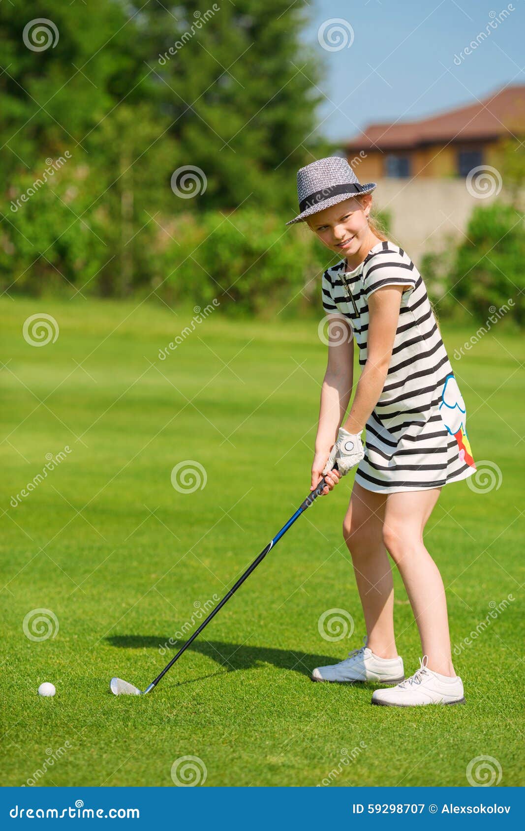 Girl playing golf stock image. Image of fairway, leisure - 59298707