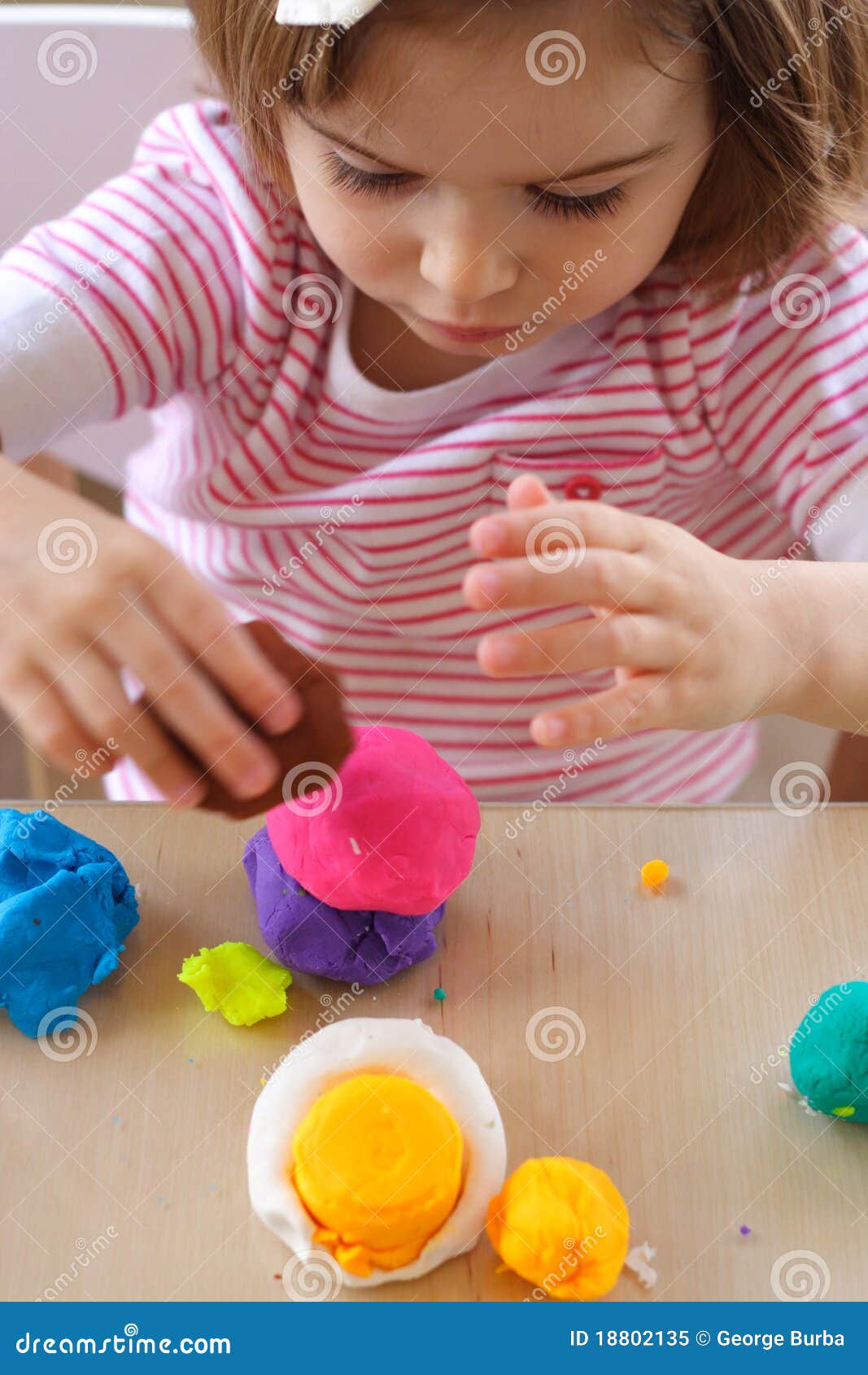 Girl Playing with Play Dough Stock Image - Image of activity, handcraft ...