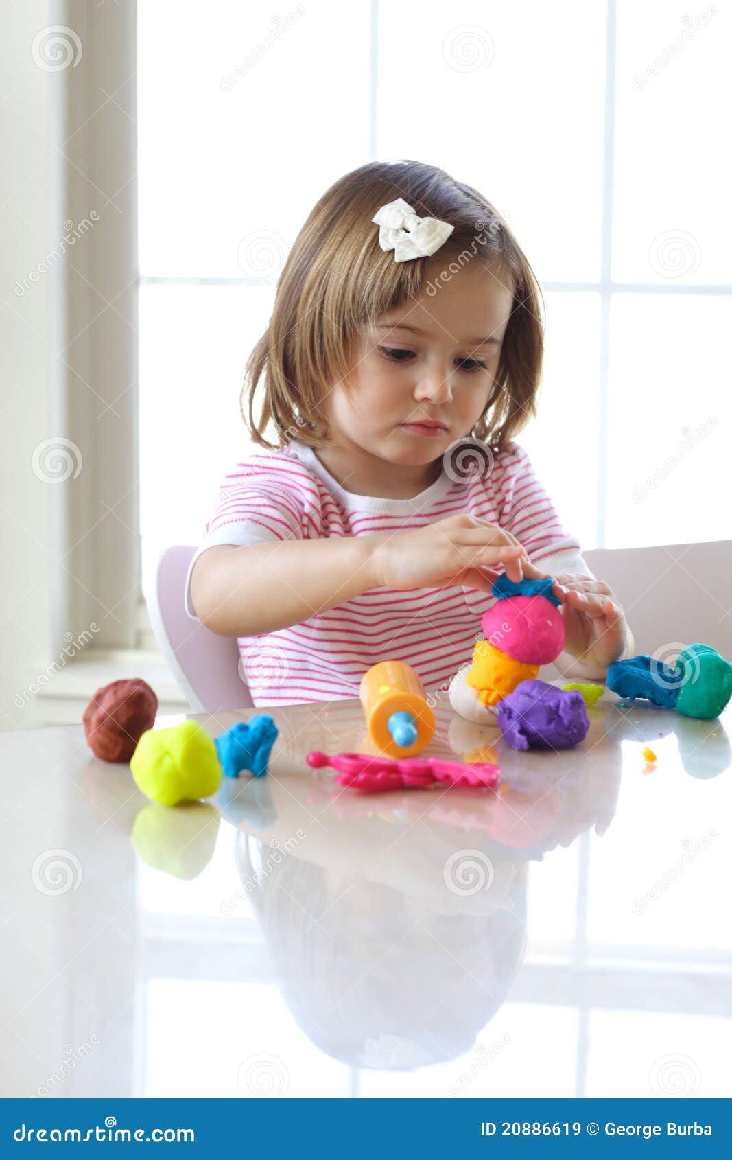 Girl Playing with Play Dough Stock Image - Image of creativity, clay ...