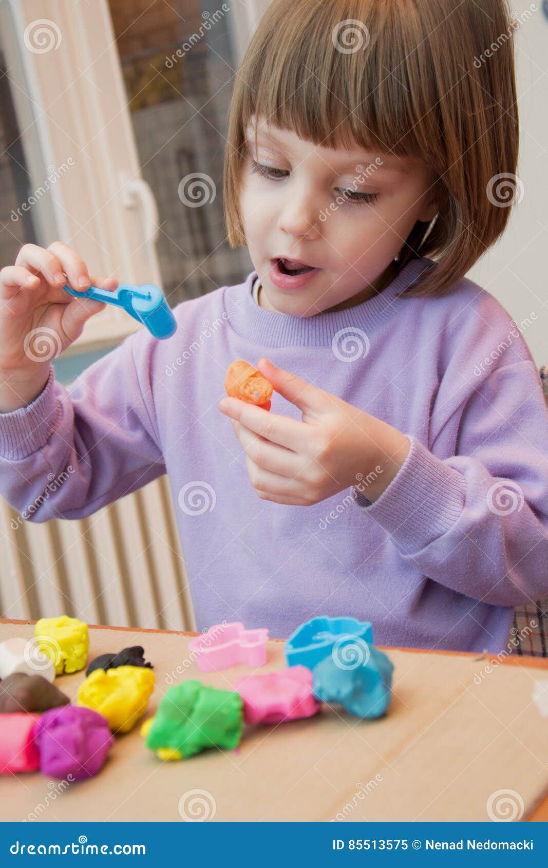 Girl Playing with Play Dough - Plasticine Stock Image - Image of ...