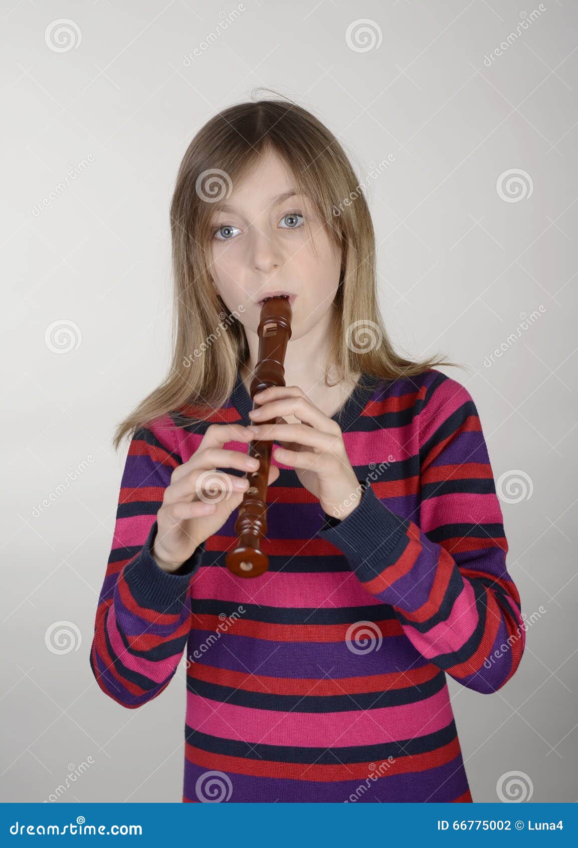 Girl playing recorder stock photo. Image of female, child - 66775002