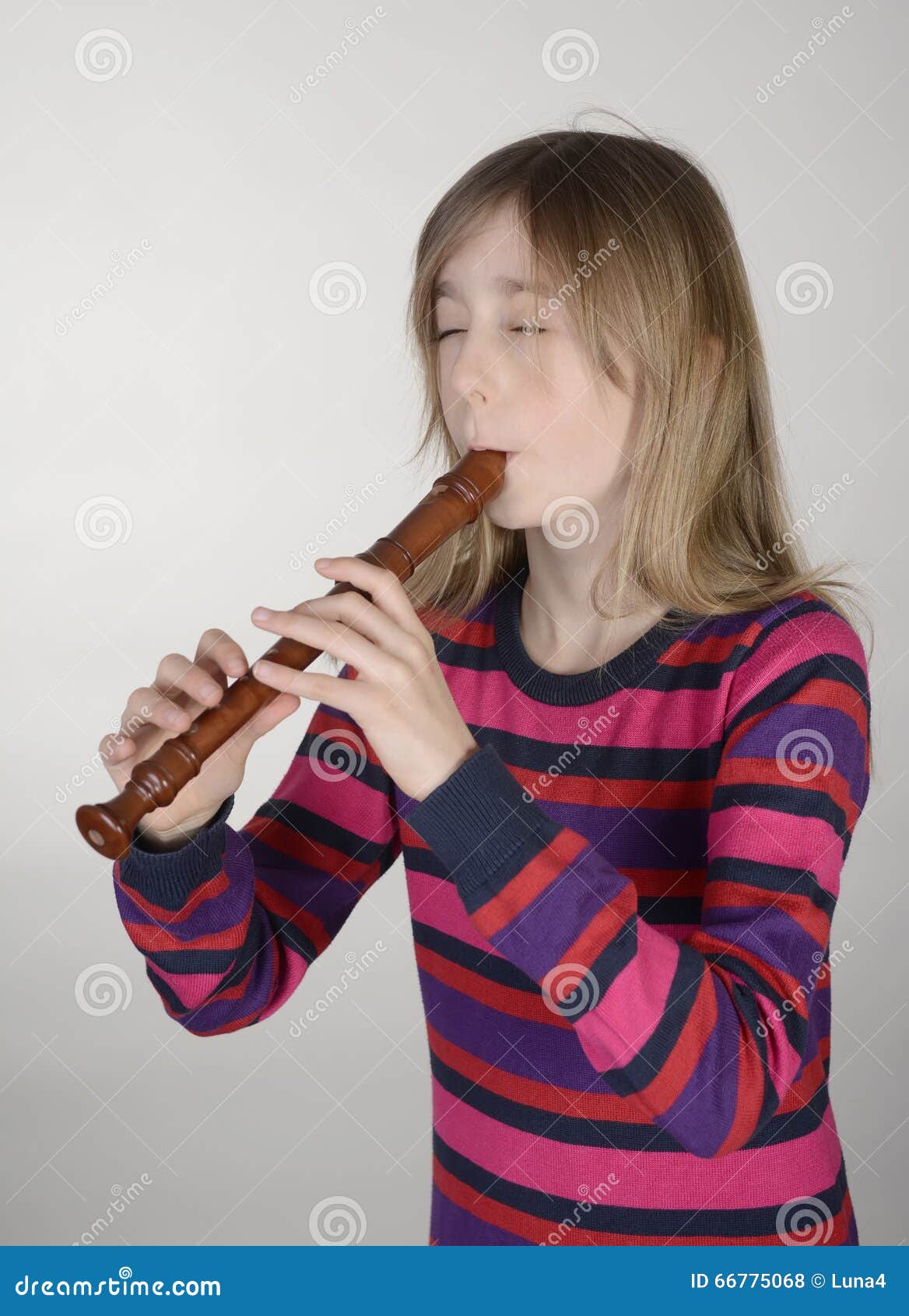 Girl playing recorder stock photo. Image of music, female - 66775068