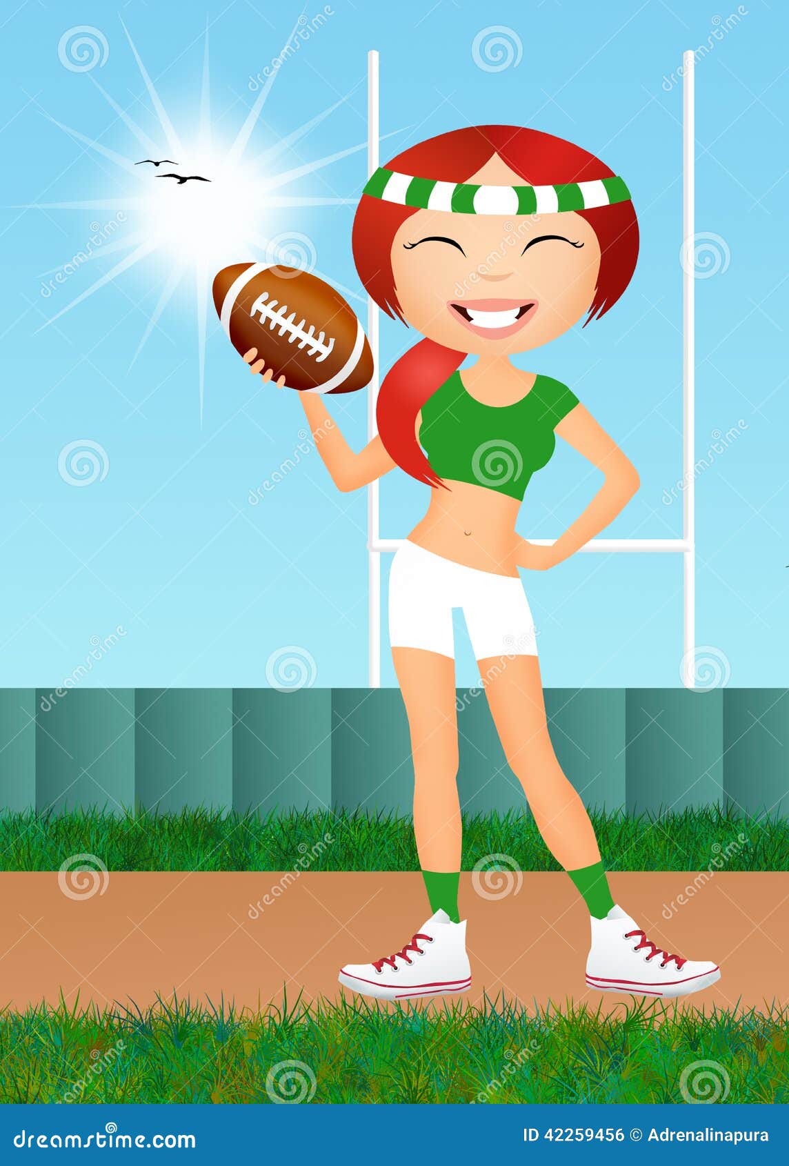 Girl playing rugby stock illustration. Illustration of victory - 42259456