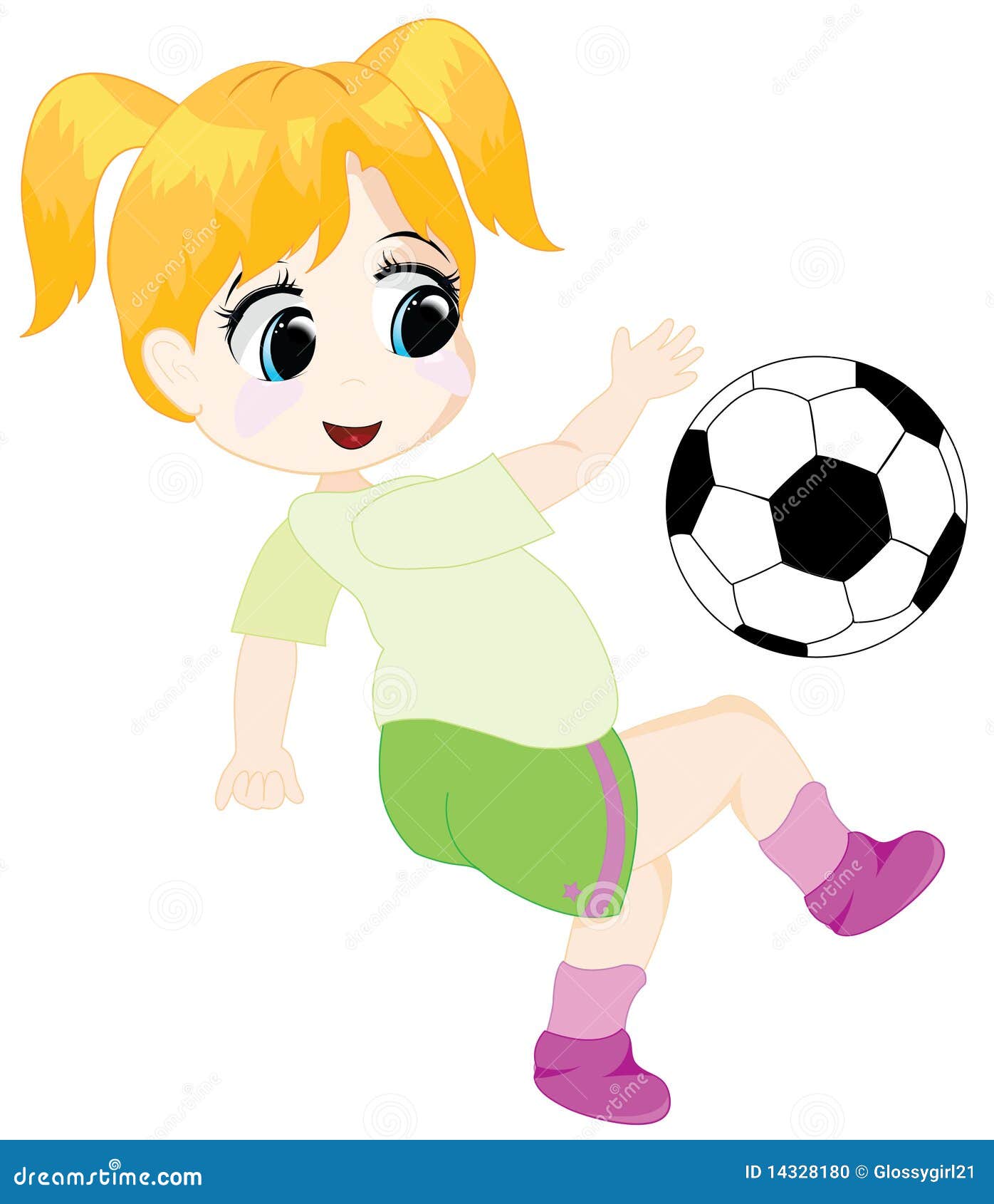 Girl playing soccer stock vector. Illustration of cute - 14328180