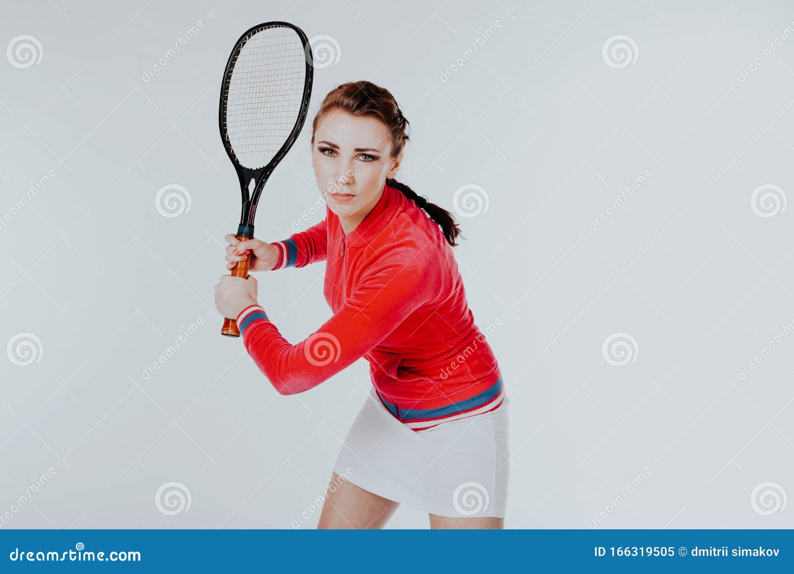 Girl Playing in the Tennis Racket Sports Stock Image - Image of alone ...