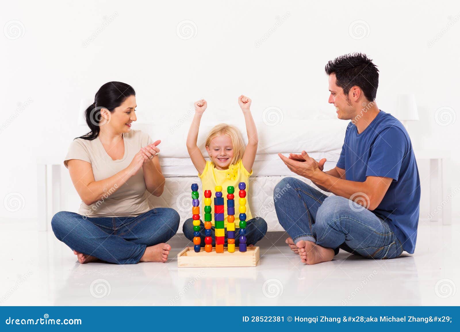 Girl Playing Toys with Parents Stock Image - Image of daddy, child ...