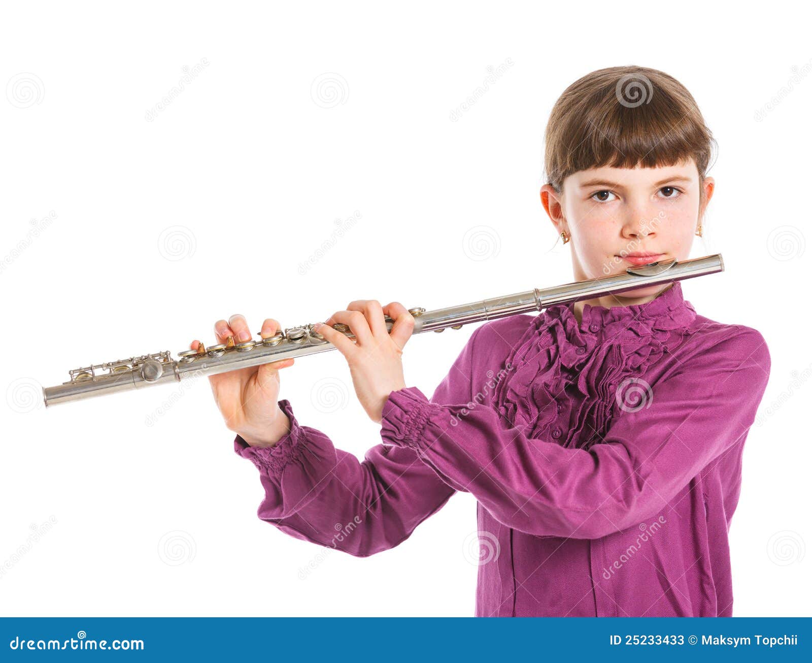 Girl Playing Transverse Flute Stock Image - Image of instrument ...
