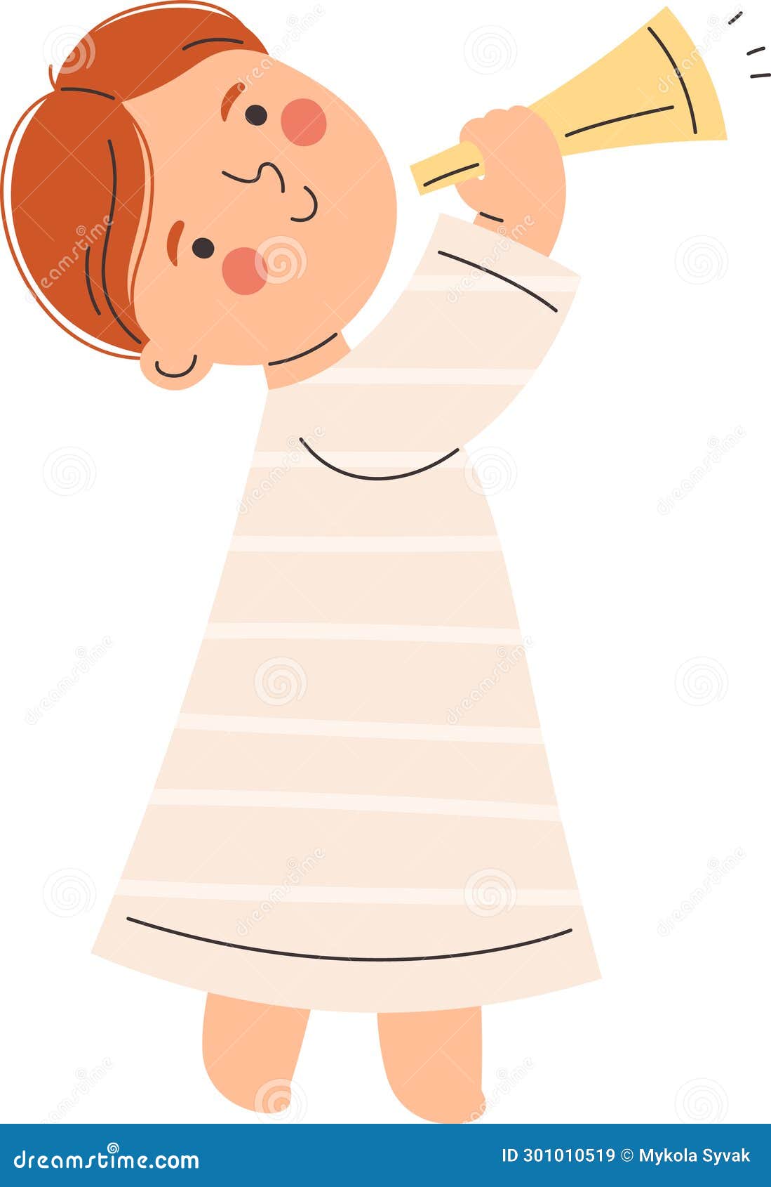 Girl Playing on Trumpet stock illustration. Illustration of musician ...