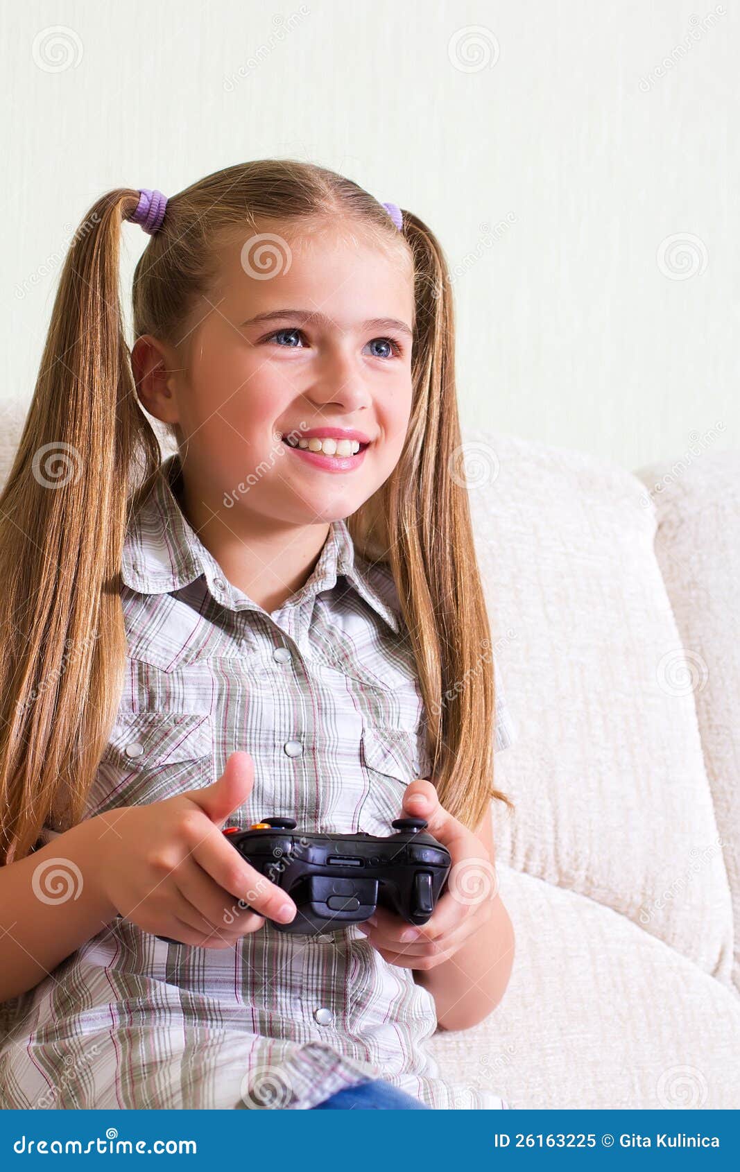 Girl playing video game. stock image. Image of beautiful - 26163225
