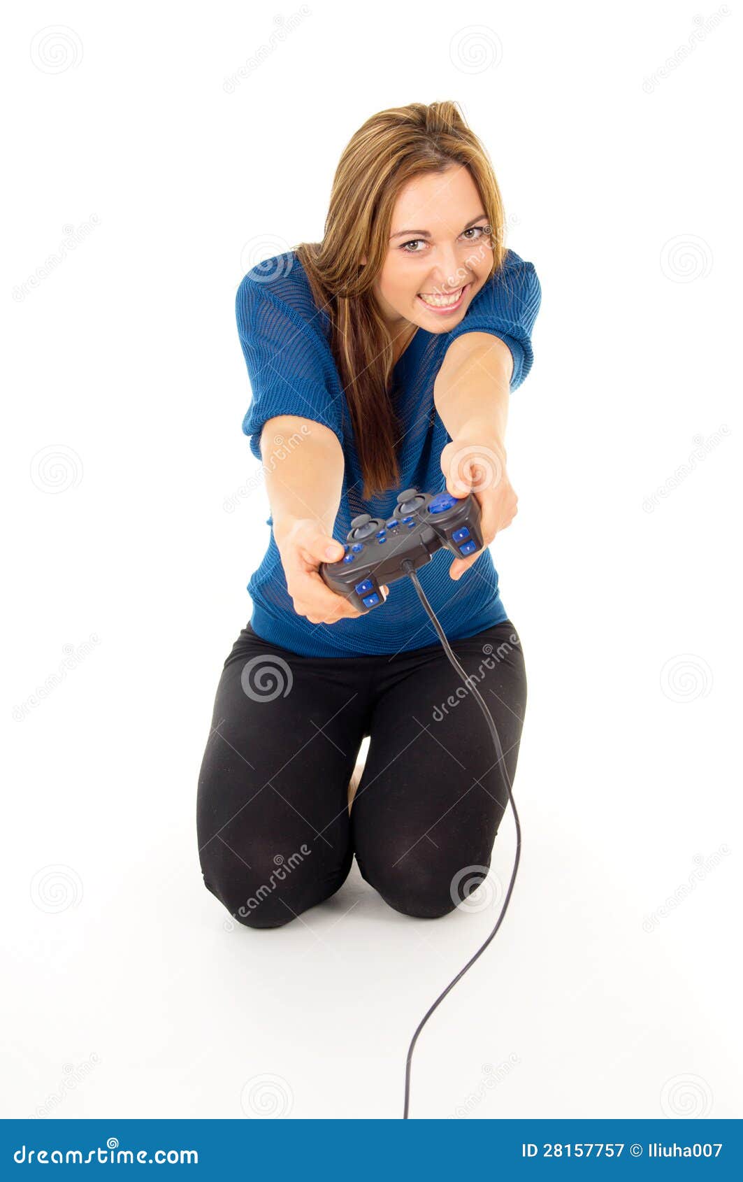 Girl playing a video game stock image. Image of line - 28157757