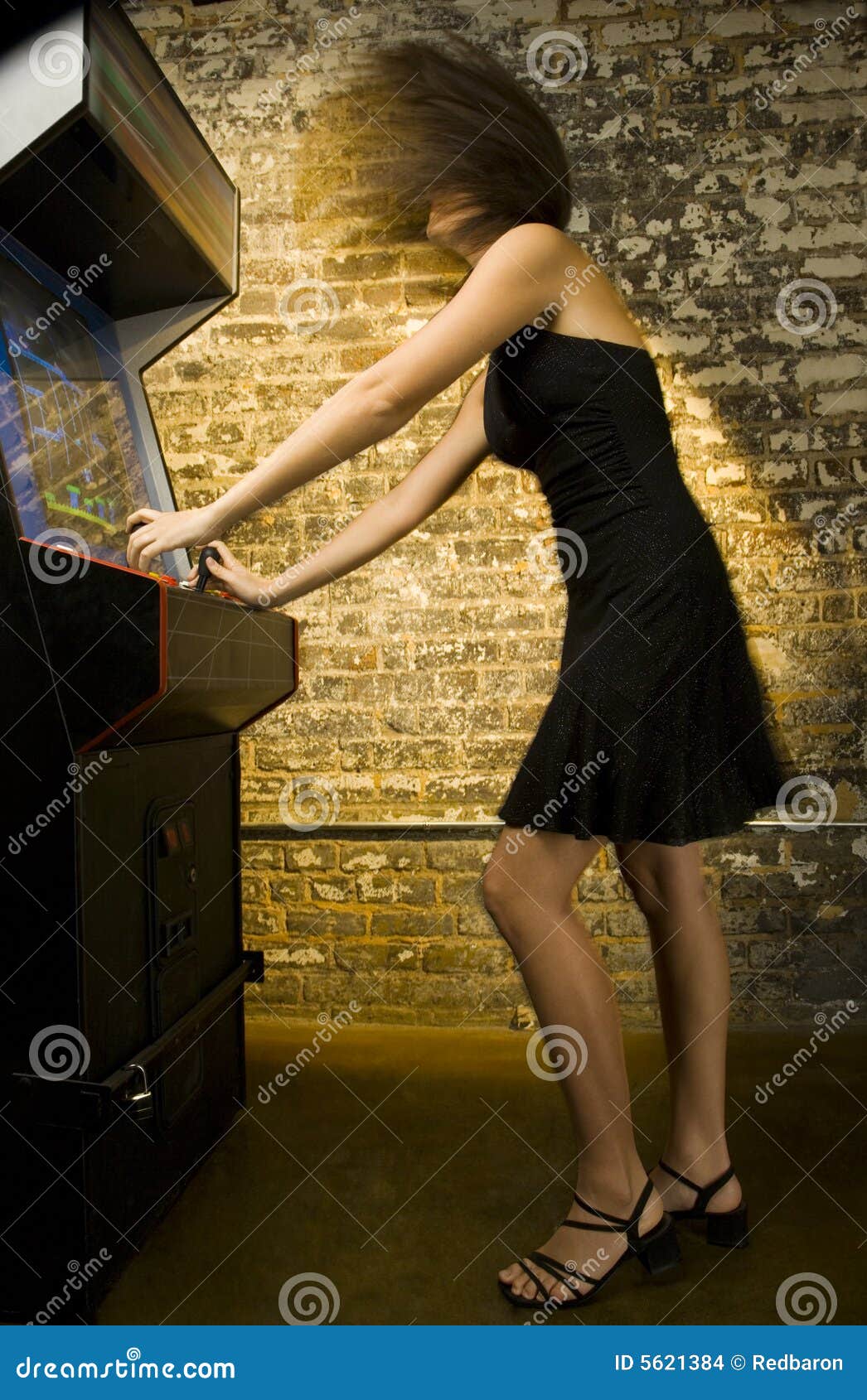 Girl playing video game stock photo. Image of female, console - 5621384