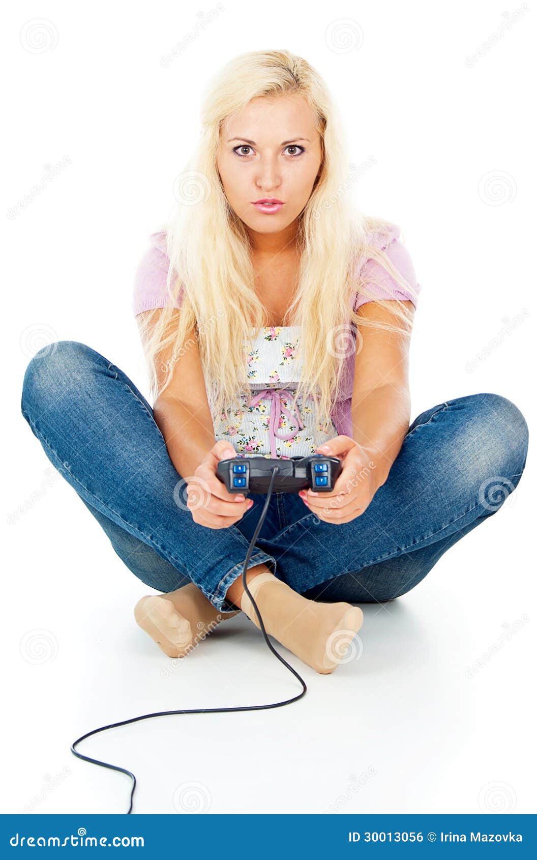 Girl playing video games stock photo. Image of bright - 30013056