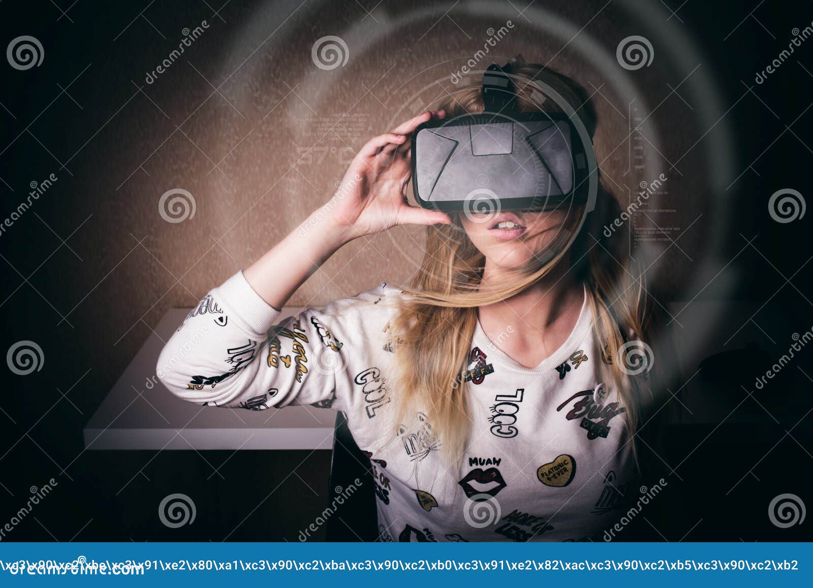 Girl Playing in Virtual Reality Stock Photo - Image of headset, female ...