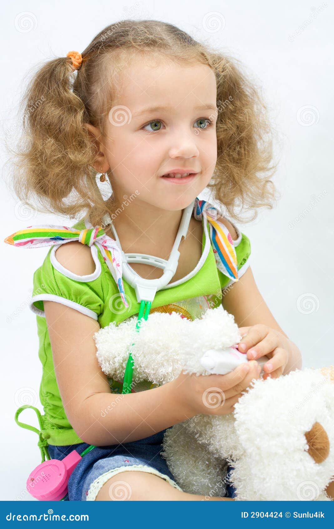 The Girl Plays with Toy Tools Stock Photo - Image of blond, imagination ...