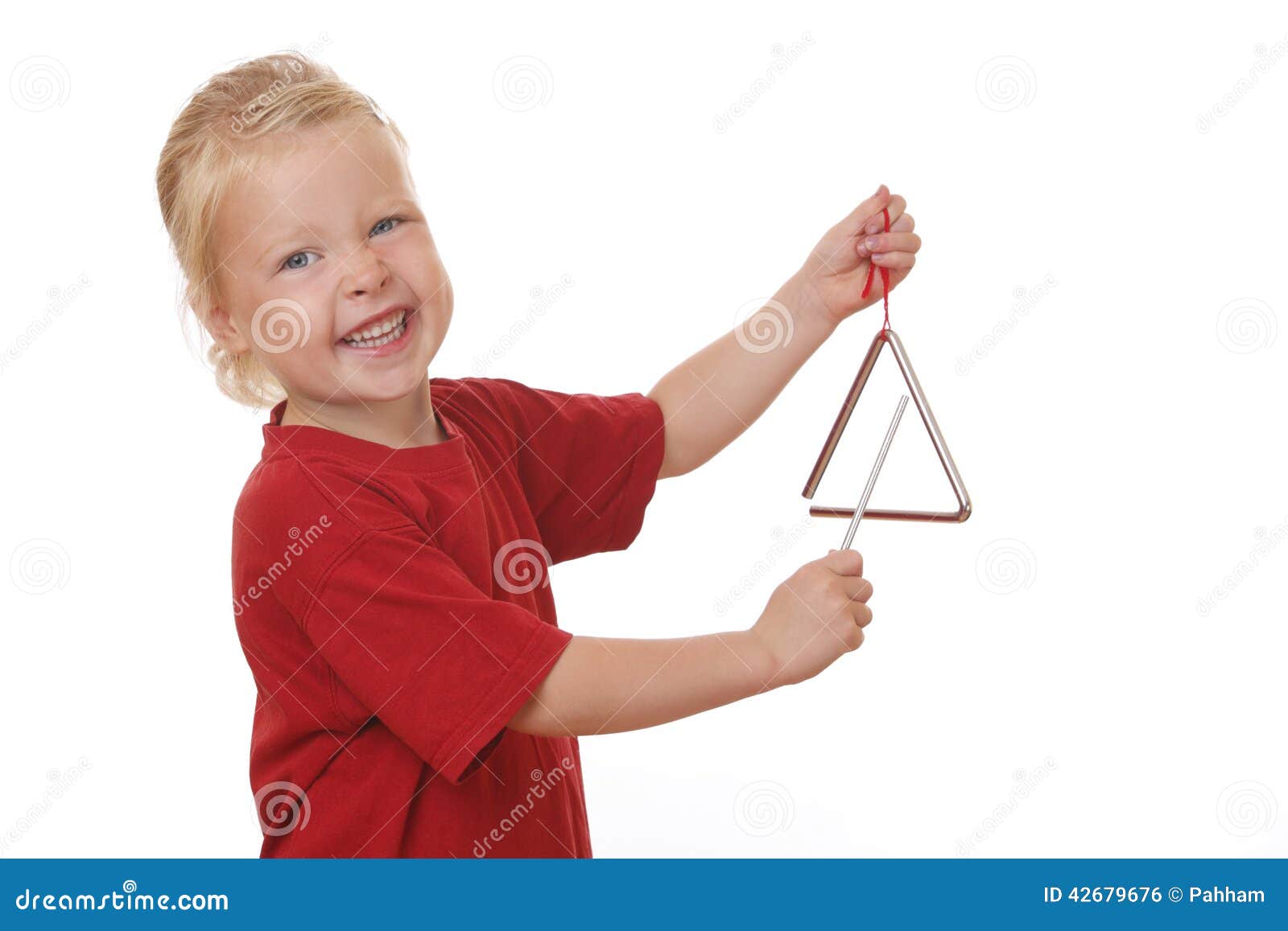 Girl plays triangle stock photo. Image of noise, isolated - 42679676