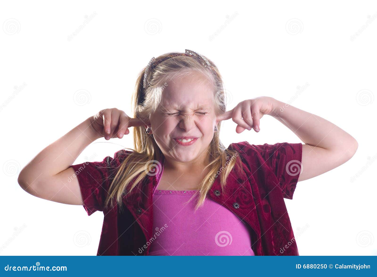 Girl Plugging Ears stock photo. Image of plug, listen - 6880250