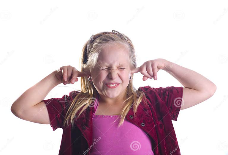 Girl Plugging Ears stock photo. Image of plug, listen - 6880250
