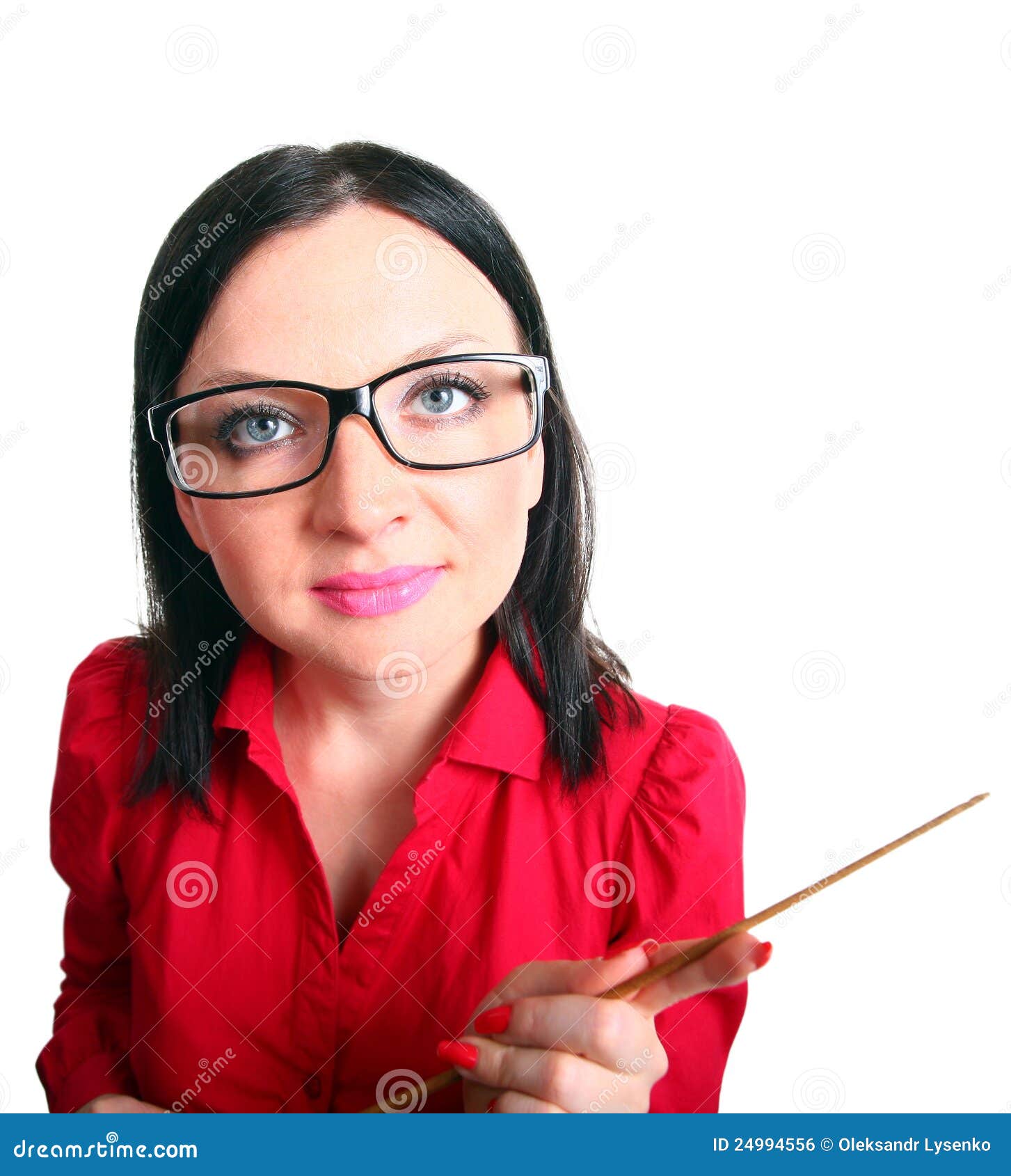 A Girl With A Pointer Isolated Background Stock Photo - Image of ...