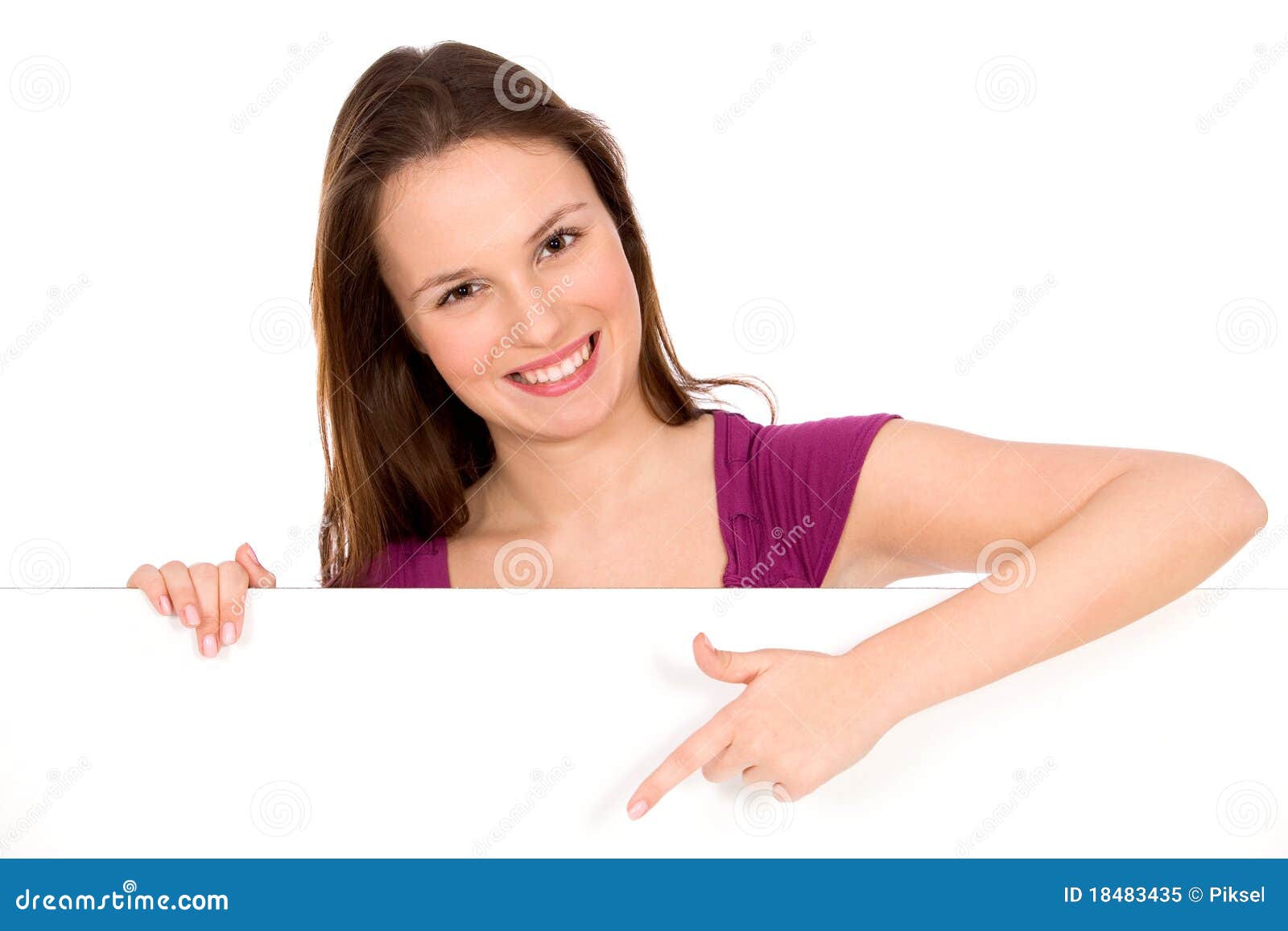 Girl pointing finger stock image. Image of smiling, attractive - 18483435
