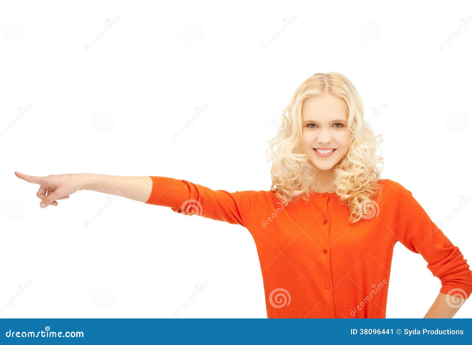 Girl Pointing Her Finger Sideways Stock Image - Image of pointing ...