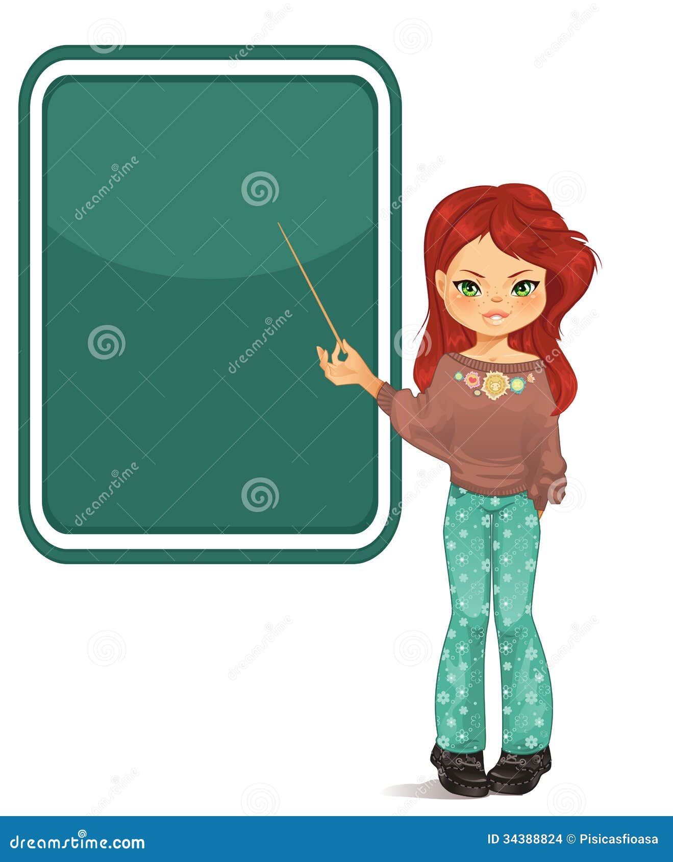 Girl Pointing At Something. Avatar, Vector. | CartoonDealer.com #87423644