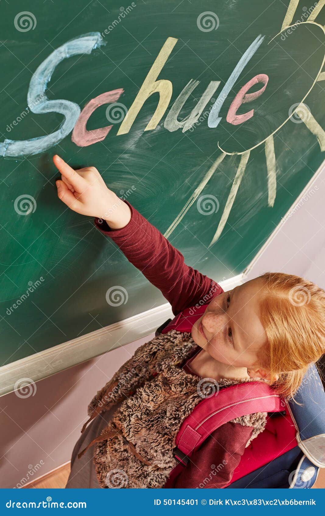 Girl Pointing To the Blackboard Stock Image - Image of panel ...