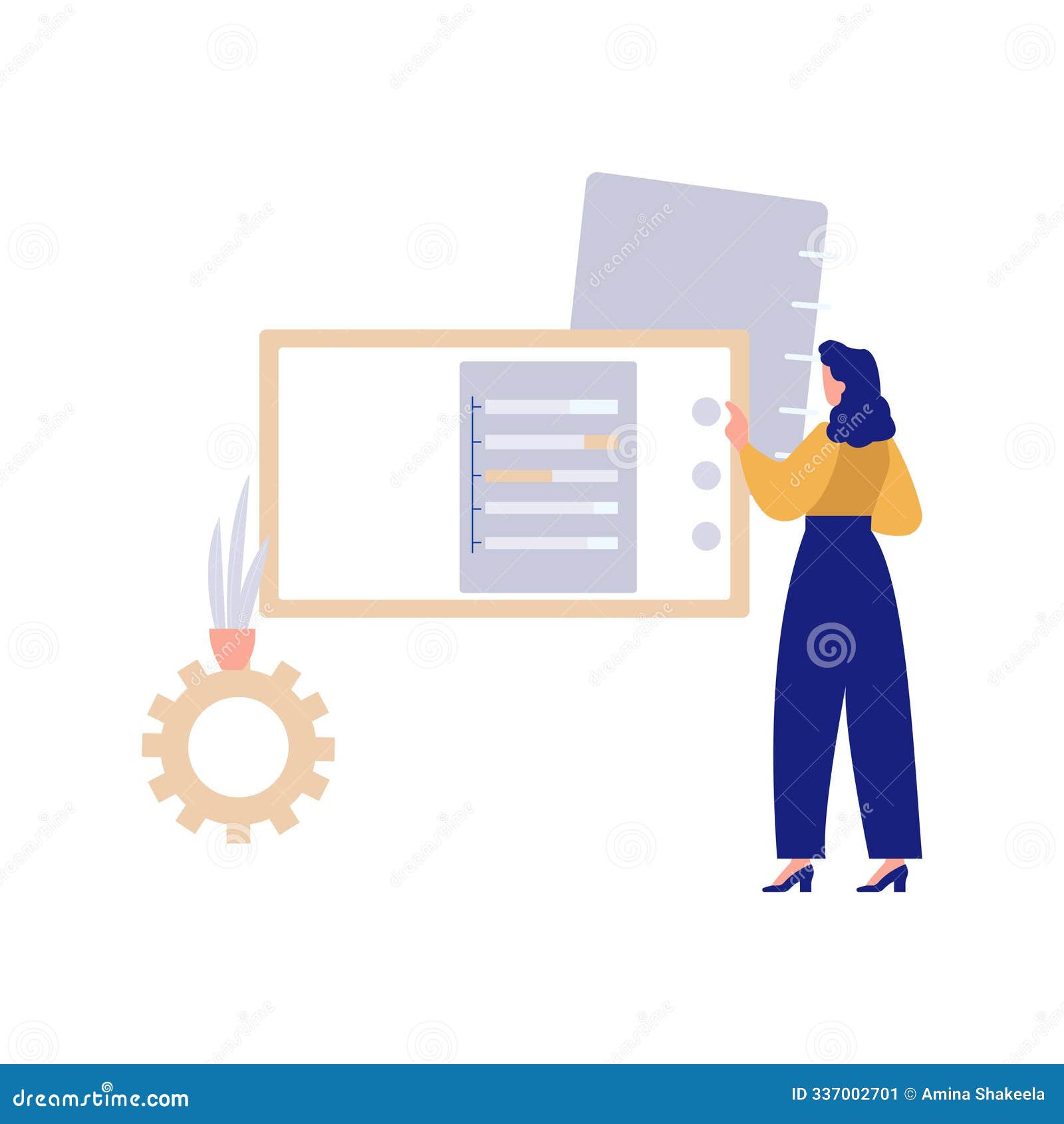 Girl Pointing To Document Analysis Stock Illustration - Illustration of ...