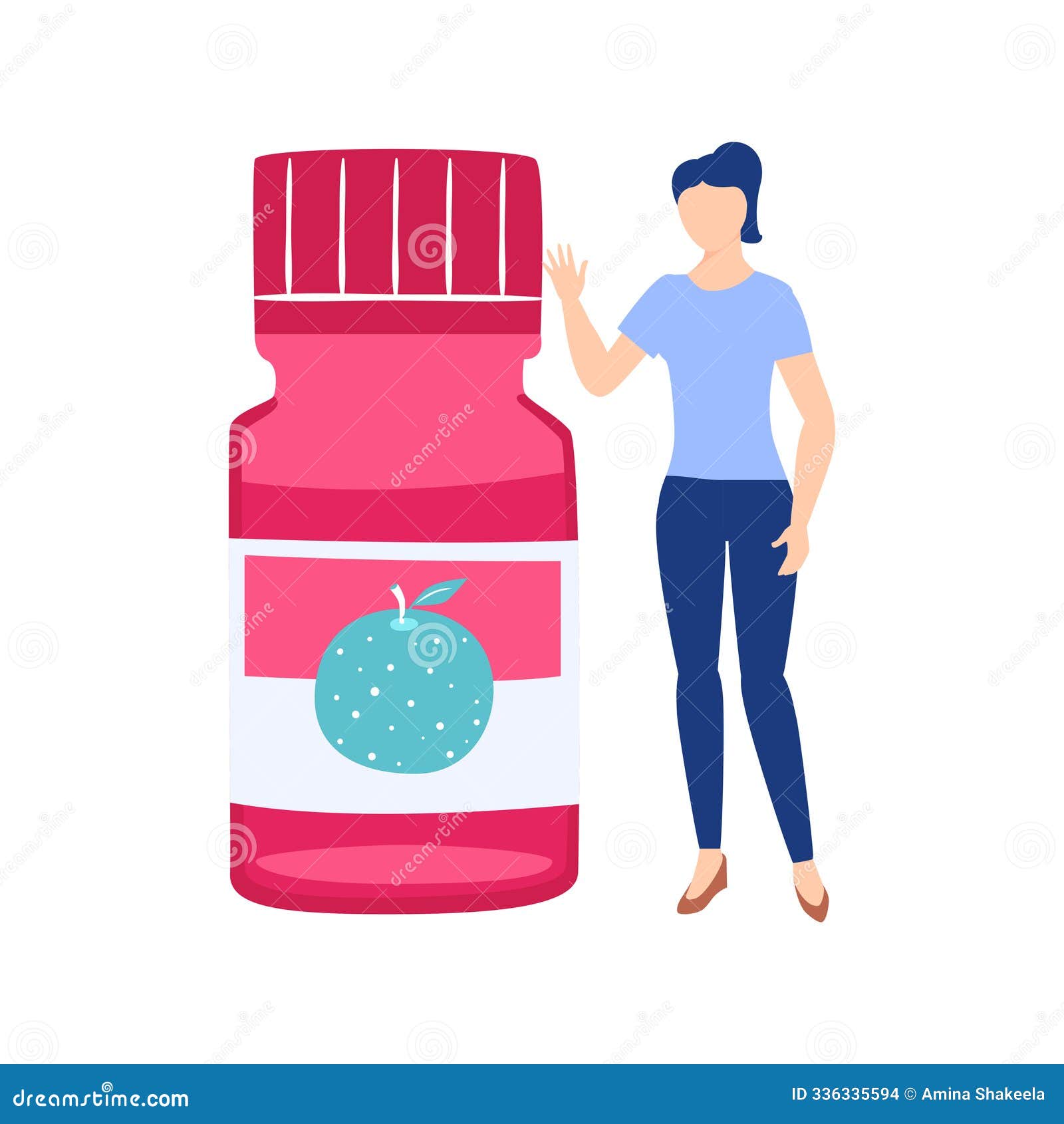 The Girl is Pointing To the Vitamin Syrup Stock Photo - Image of ...