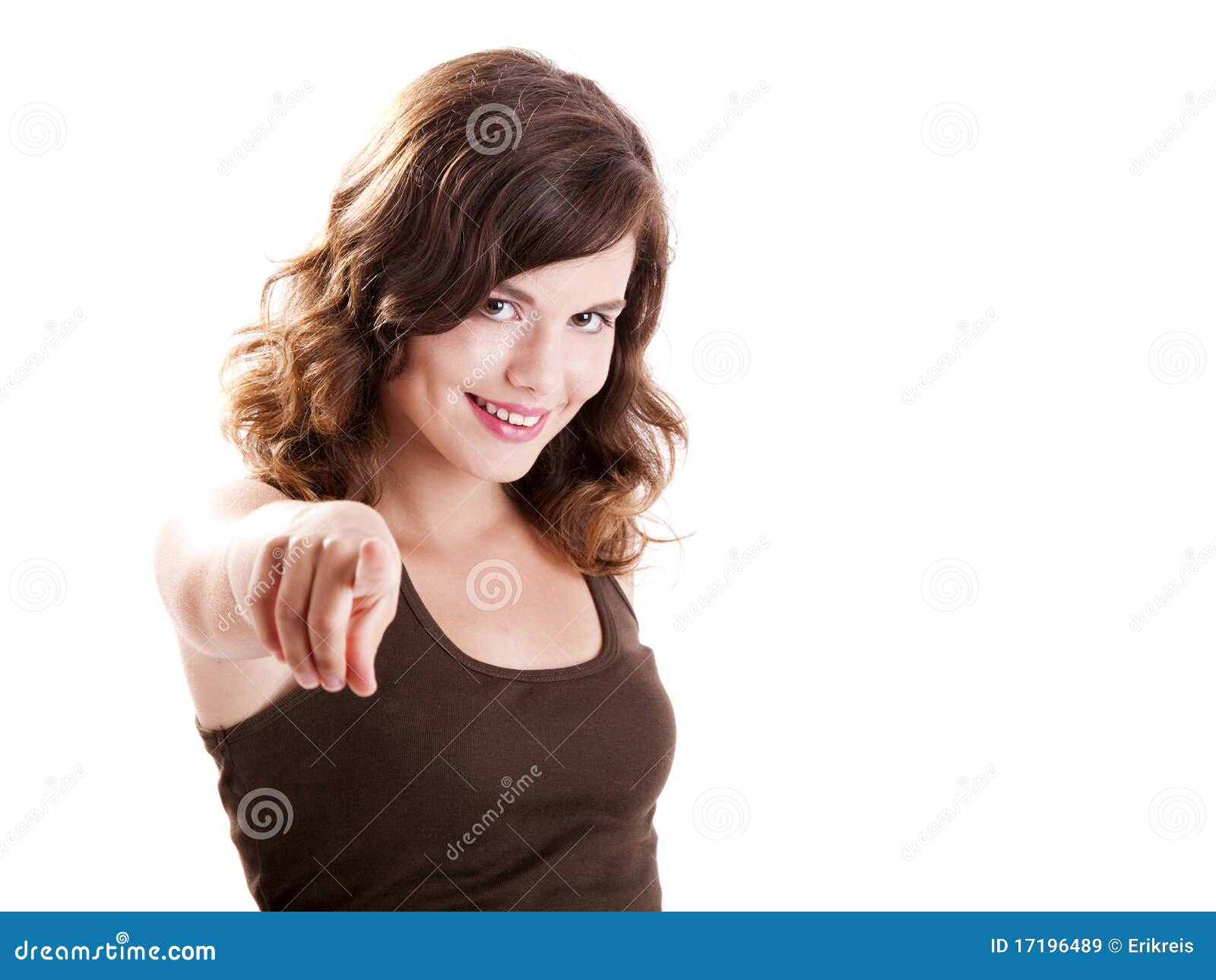 Girl pointing to you stock image. Image of isolated, people - 17196489