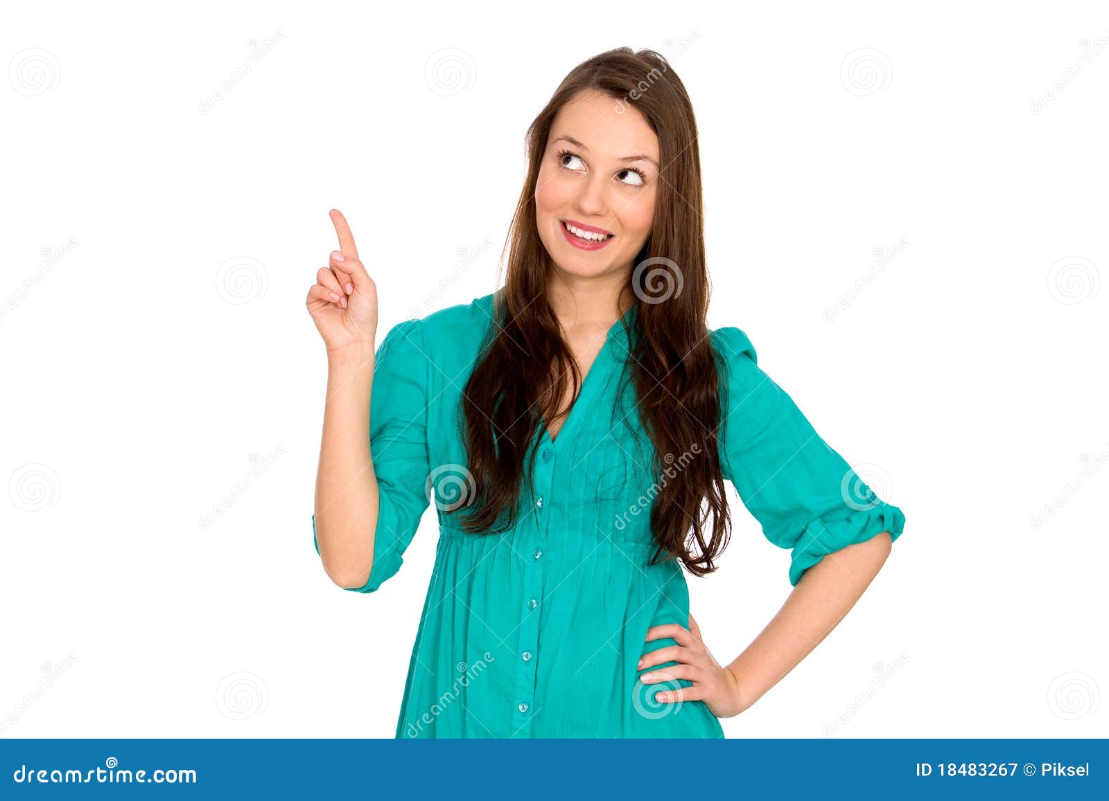Girl pointing up stock image. Image of caucasian, expression - 18483267