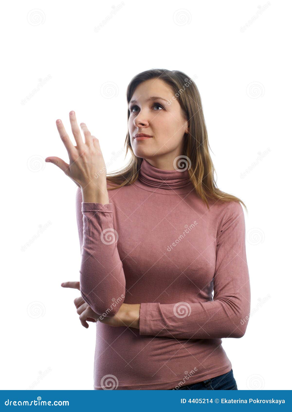 Girl Pointing Up Picture. Image: 4405214