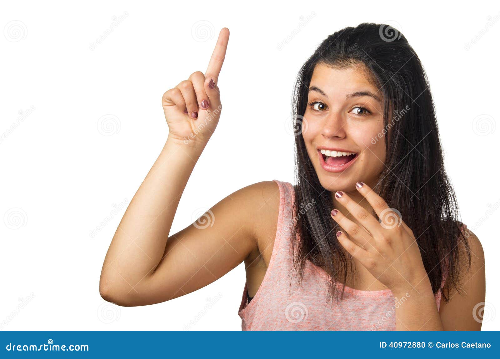 Girl Pointing Up stock photo. Image of beauty, attractive - 40972880