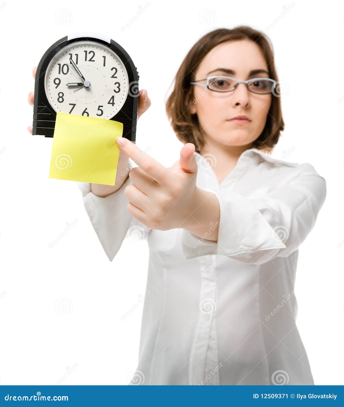 Girl Points To Clock (focus on Clock) Stock Image - Image of finger ...