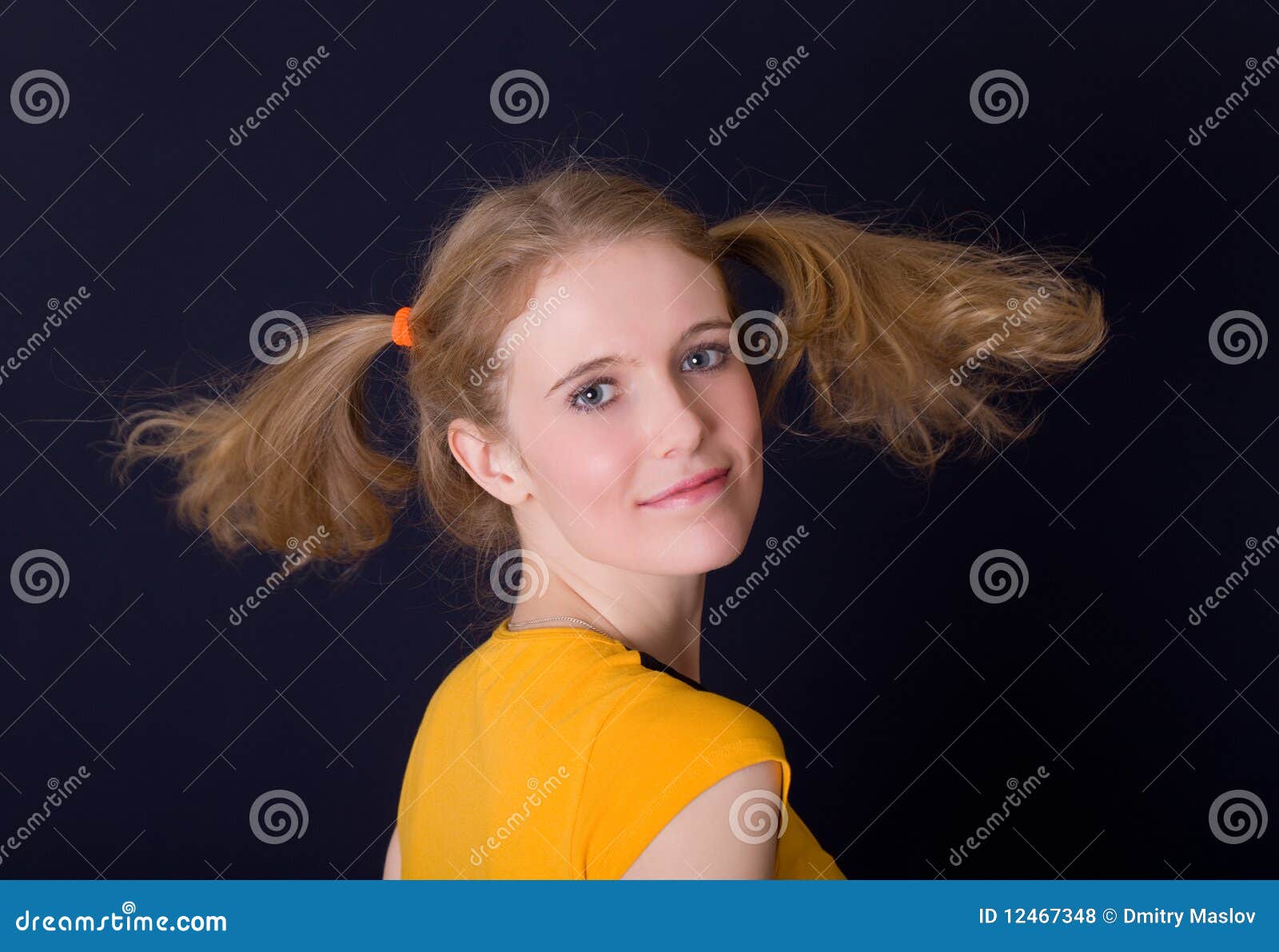 Girl with ponytails stock photo. Image of human, hair - 12467348
