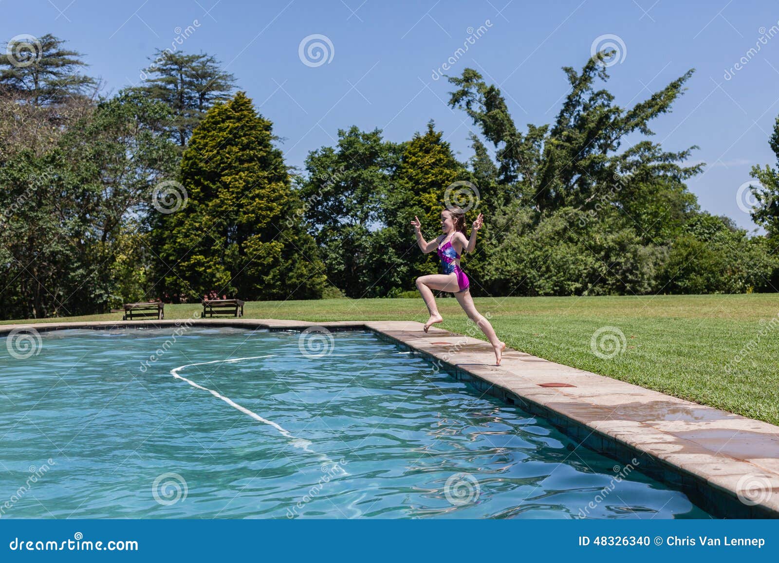 Girl Pool Jumping stock photo. Image of home, pool, colors - 48326340