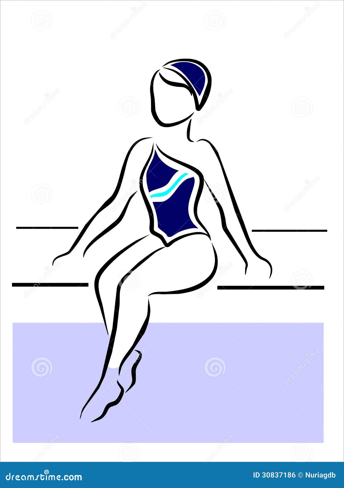 Girl on the pool stock vector. Illustration of pool, bathing - 30837186