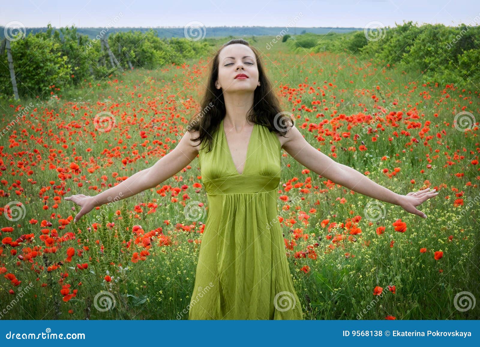 Girl with poppies stock photo. Image of human, people - 9568138
