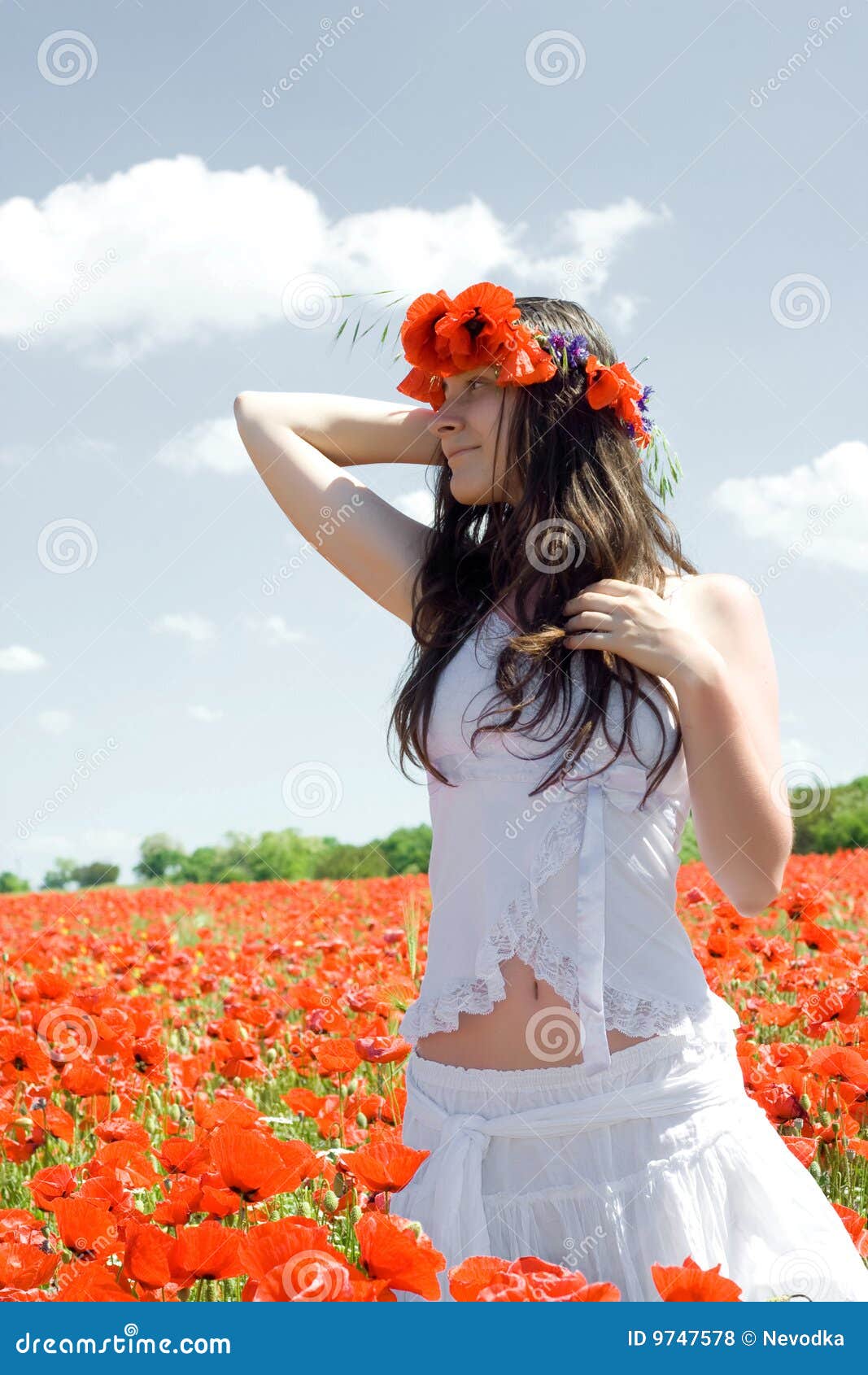 Girl in poppy field stock photo. Image of field, model - 9747578