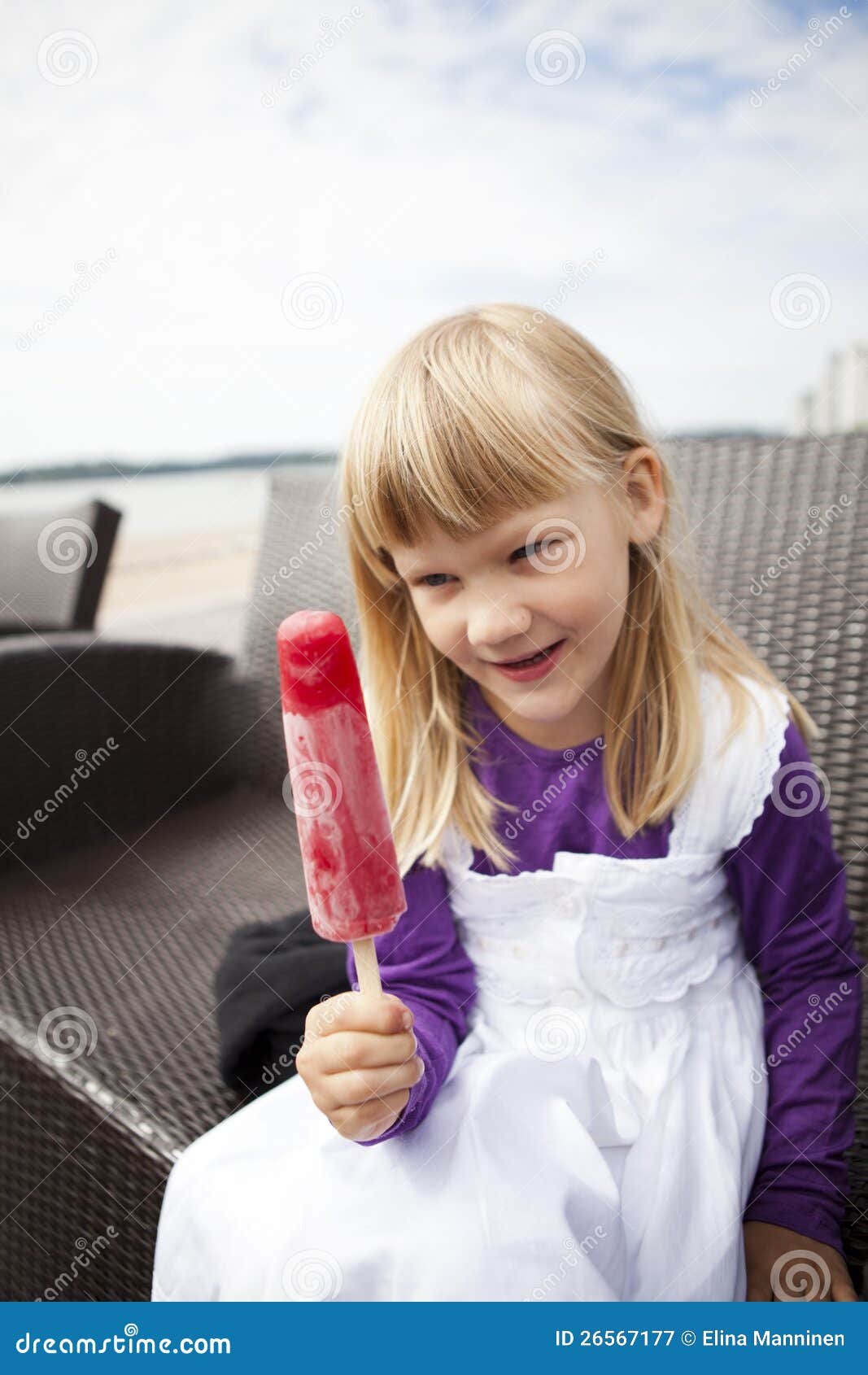 Girl with popsicle stock image. Image of taste, cold - 26567177